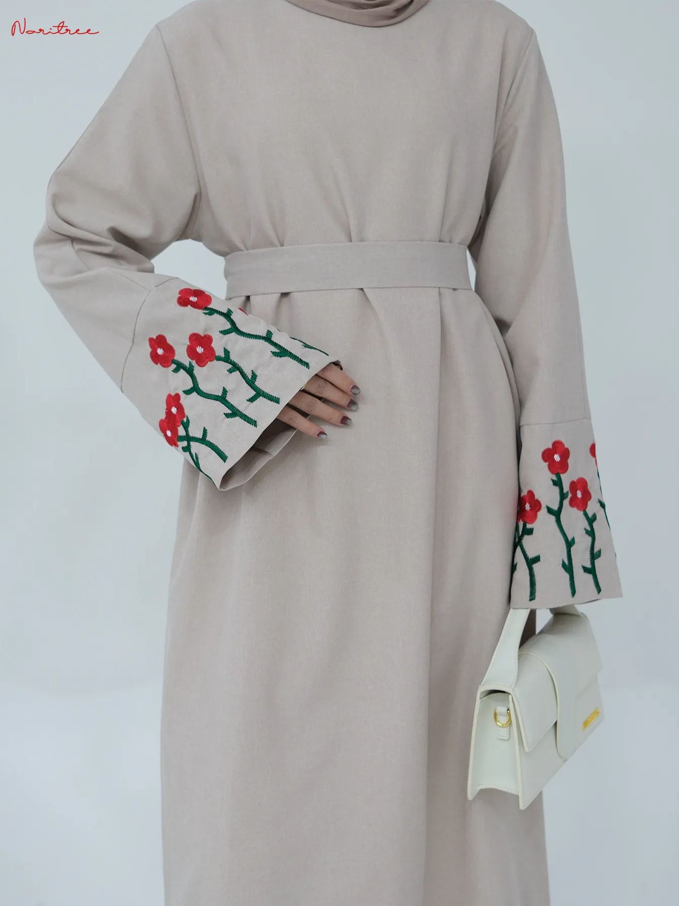 Flowers Embroidery Muslim Dress Robe Abaya Female ... – Grandado