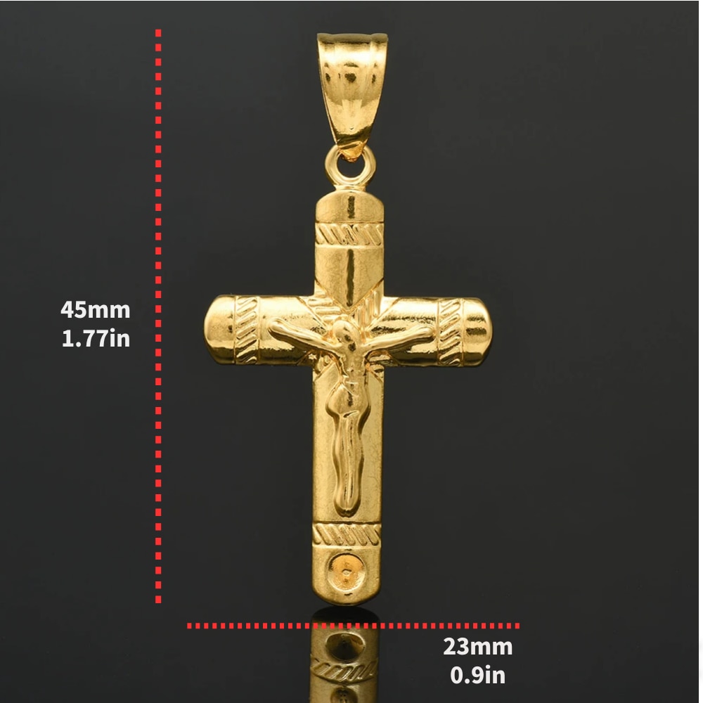 Classic INRI Christian Cross Pendant in 14k Yellow... – Grandado