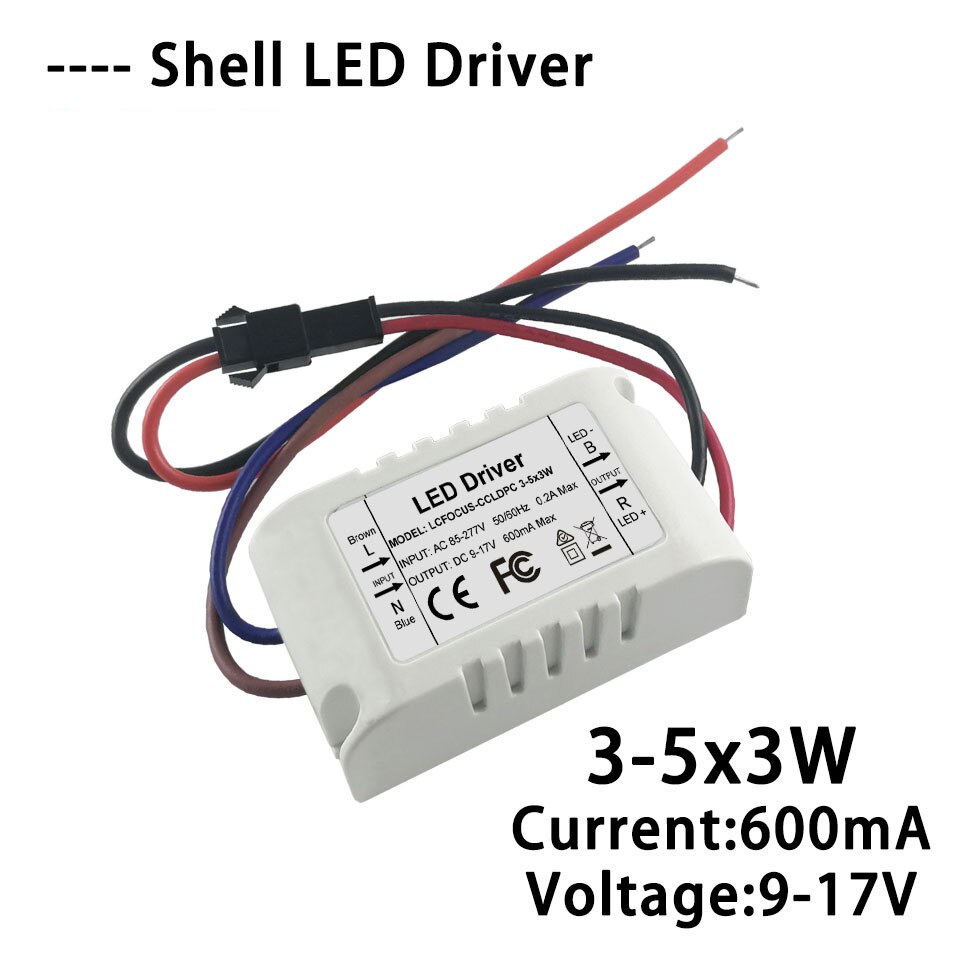 Externe 3-5x3W LED Driver 9 W 12 W 15 W Uitgang DC... – Vicedeal