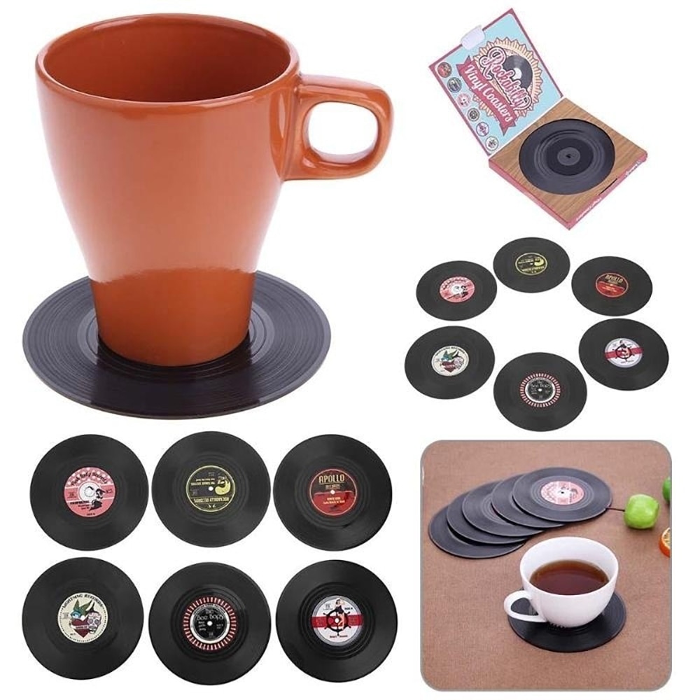 Vinyl Silicone Record Retro CD Drink Coasters Cup ... – Vicedeal