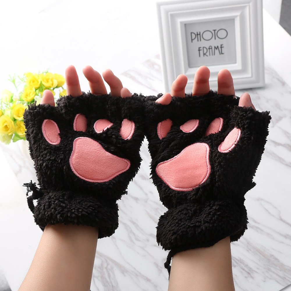 Women Cute Cat Claw Paw Plush Mittens Warm Soft Pl... – Grandado