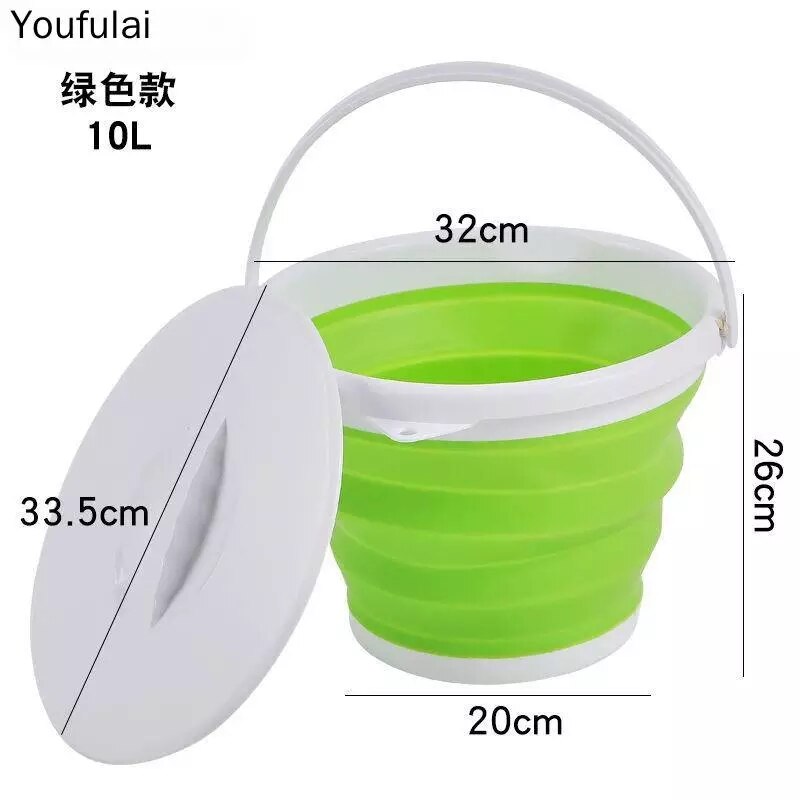 Yjj 10L Lid Collapsible Bucket Portable Folding Bu... – Vicedeal