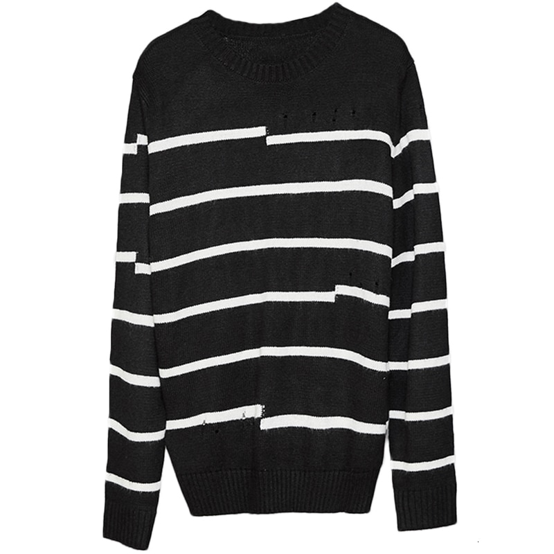 EWQ / Recommend Men's Clothes Holes Irregular Blac... – Grandado