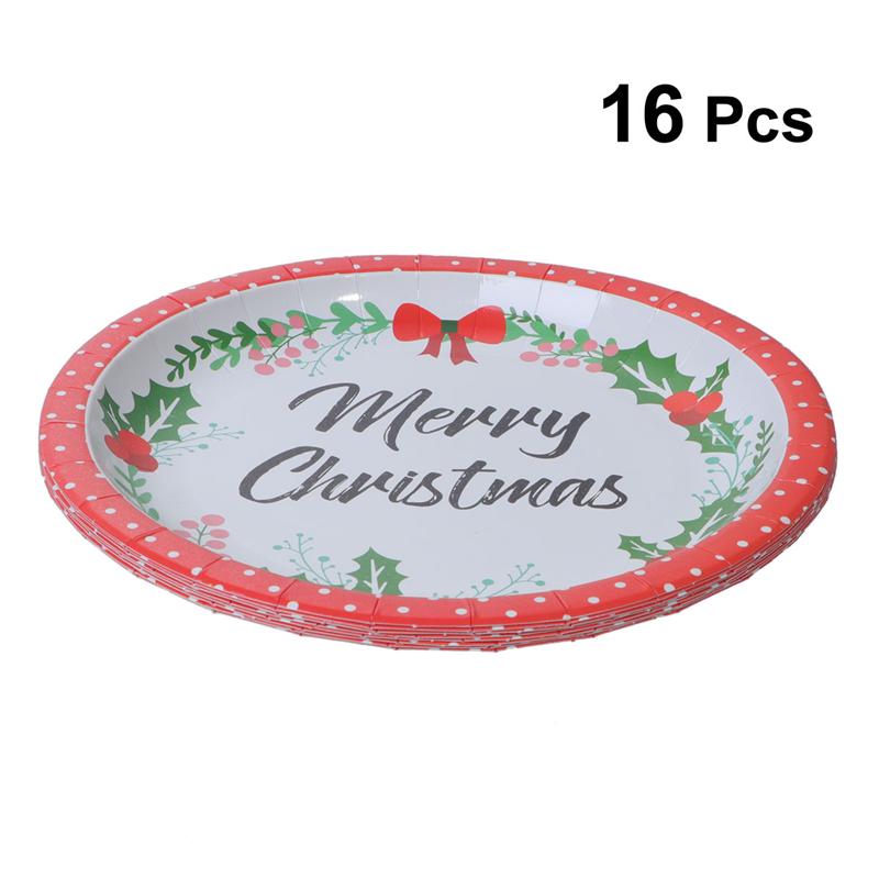 16Pcs Vrolijk Kerstfeest Diner Platen Wegwerp Bord... – Vicedeal