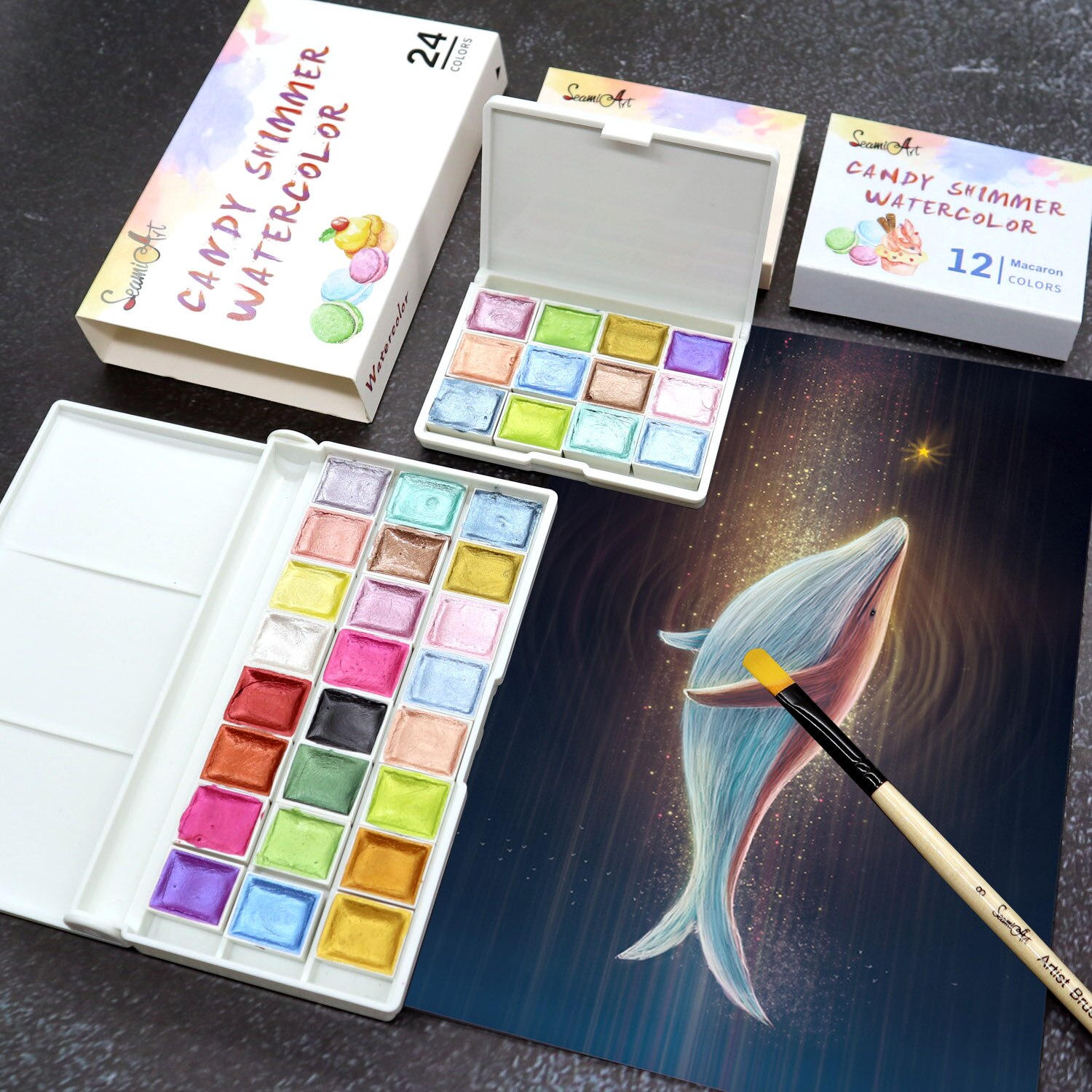 Seamiart 12/24 Aquarel Verf Set Metallic Glitter V... – Grandado