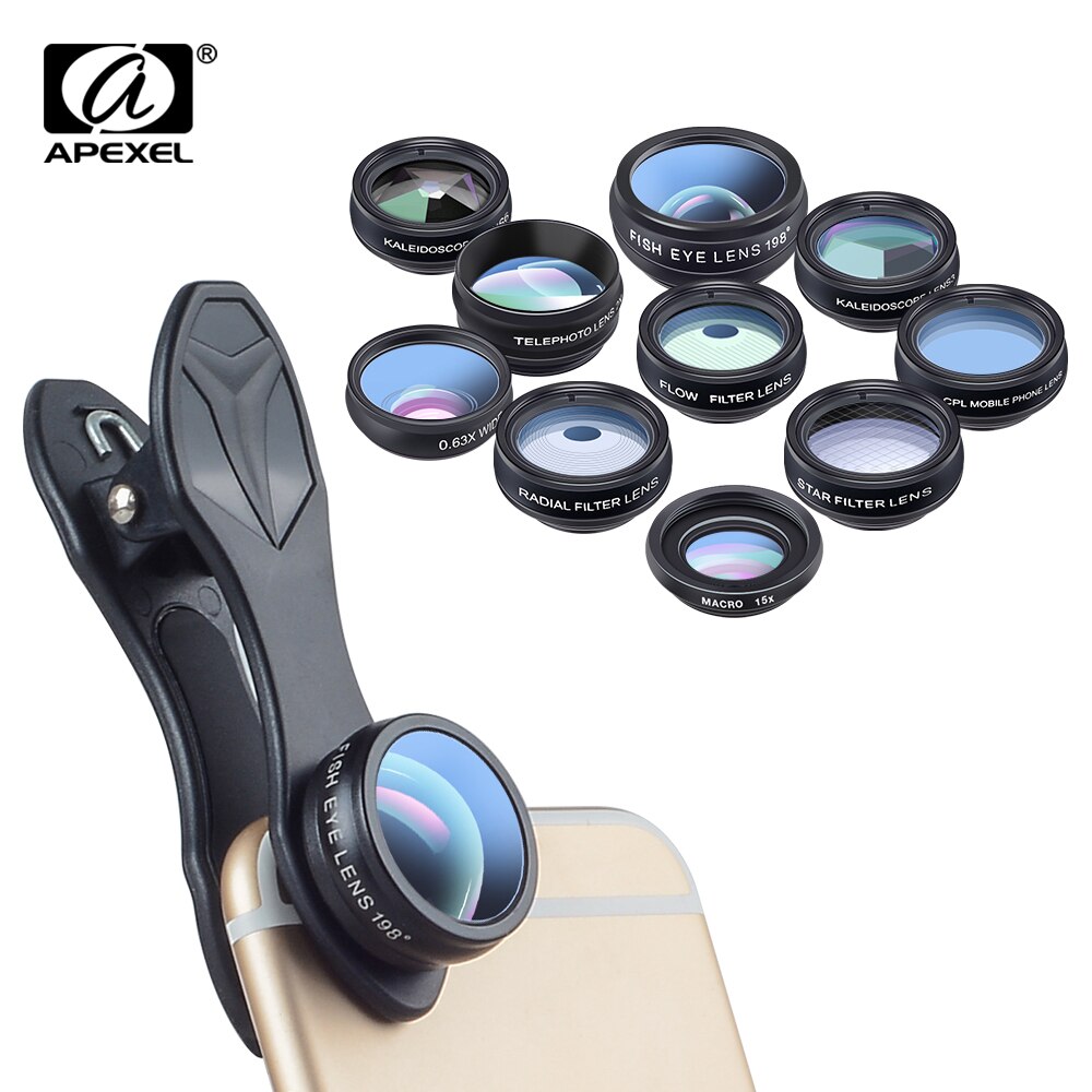 APEXEL 10 in 1 Kit telefon Telefoon Lens Fish eye ... – Grandado