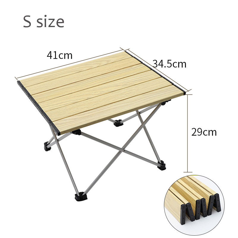 Outdoor Camping Folding table Wood grain Ultra-lig... – Grandado