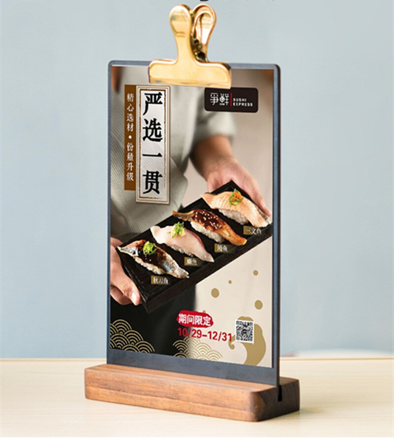A5 Double-Sided Upright Wood Menu Holder Counter P... – Grandado