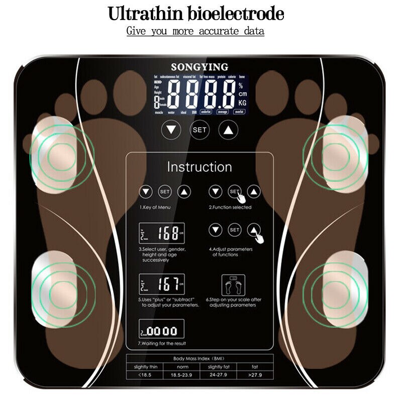 Báscula de peso corporal 180KG Analizador de grasa... – Grandado