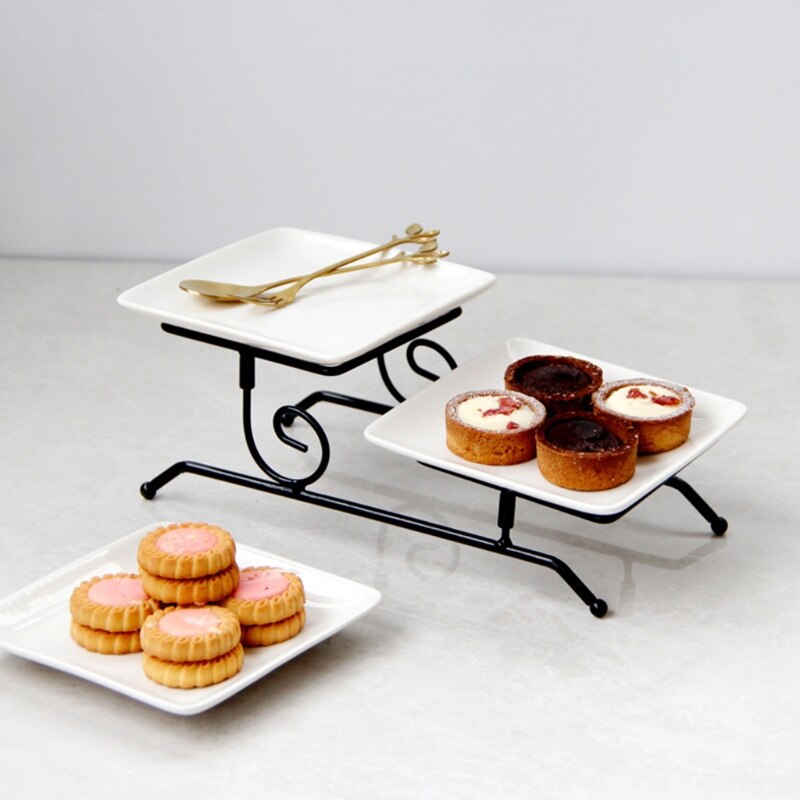 Ceramic Dishes Plate Square White Lunch Plates wit... – Vicedeal