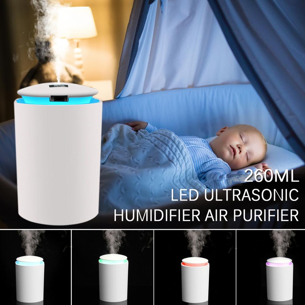 260ml Air Purifier Mist Ultrasonic Humidifiers LED... – Grandado
