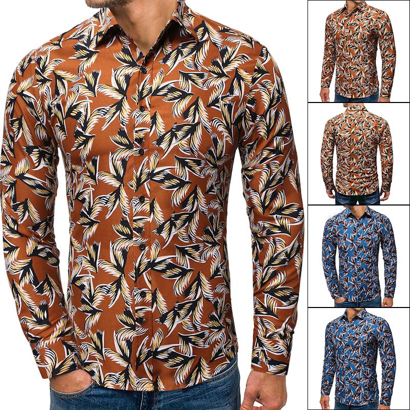 Mens Camicia A maniche Lunghe casual Floreale Nuov... – Vicedeal