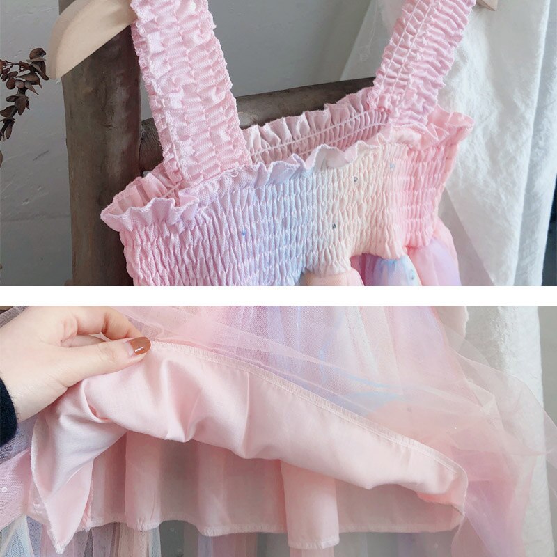 Rainbow Dress Kids Girl Mesh Tutu Dress Toddle Cut... – Grandado
