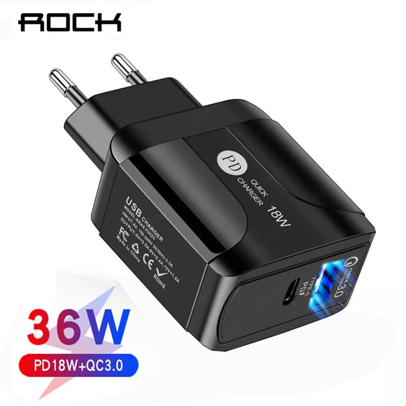ROCK Type C PD Charger 18W Dual USB Quick Charge 3... – Vicedeal