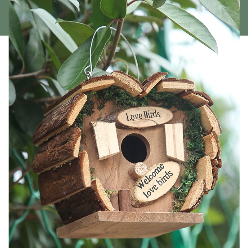 Hanging Wooden Decorative Handmade Bird House Natu... – Grandado