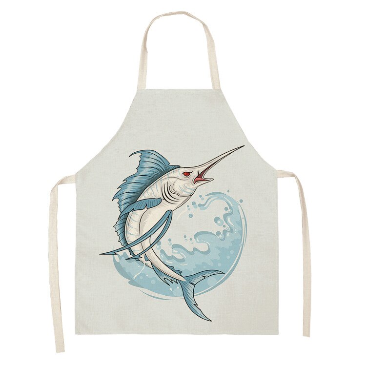 Sea Animal Cute Fish Cartoon Kitchen Apron Linen A... – Grandado
