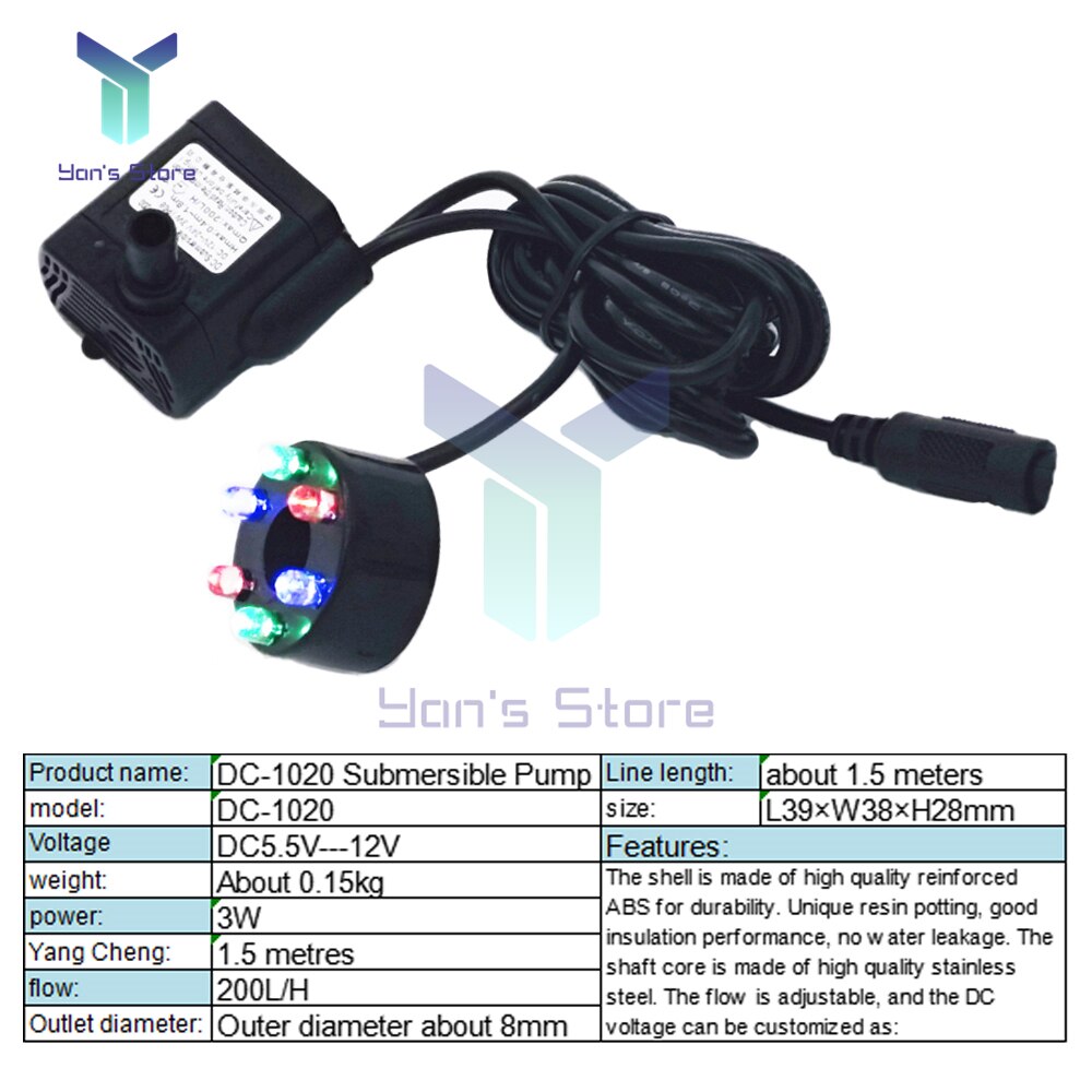 DC 5.5-12V 3W Water Pump with 6 Perforated Waterpr... – Vicedeal