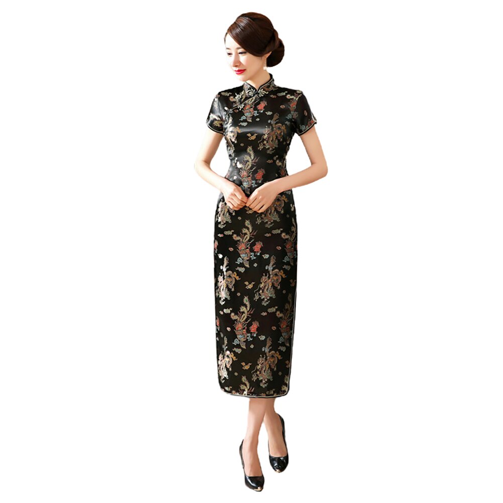 hinese Qipao Cheongsam Dragon Phoenix Print Chines... – Grandado