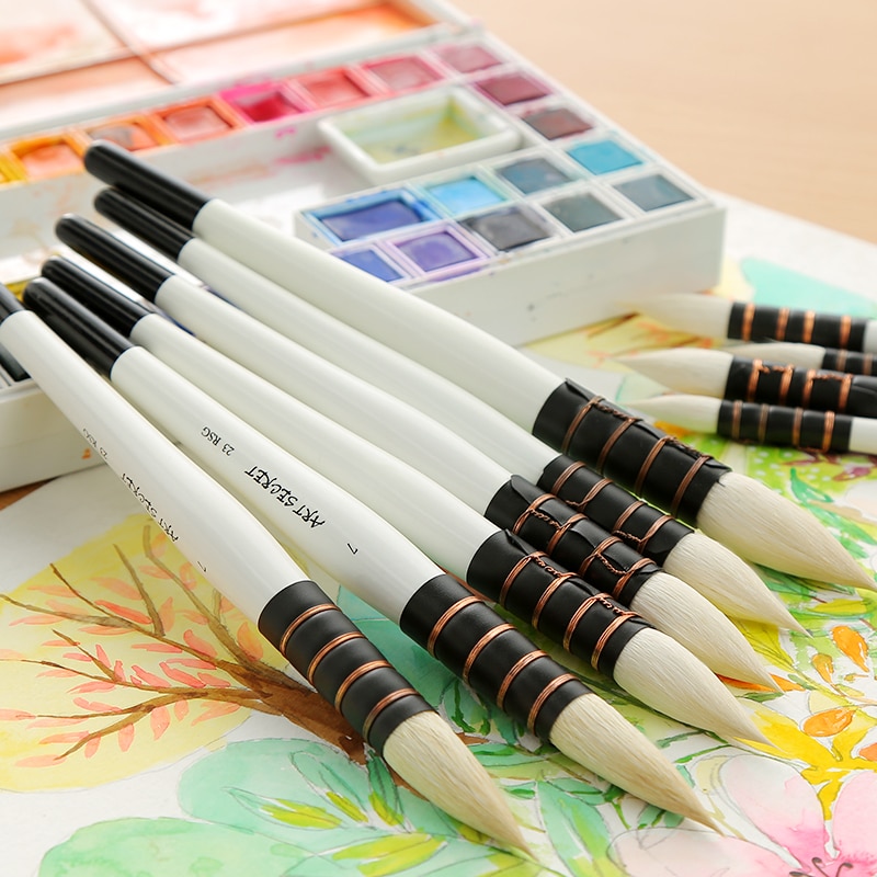 1Piece Wool Hair Watercolor Paint Brush Pointed Bl... – Grandado