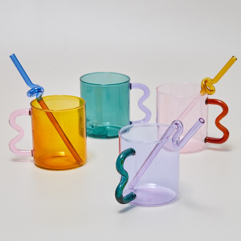 Ear glass, simple wave coffee cup, manual water cu... – Grandado
