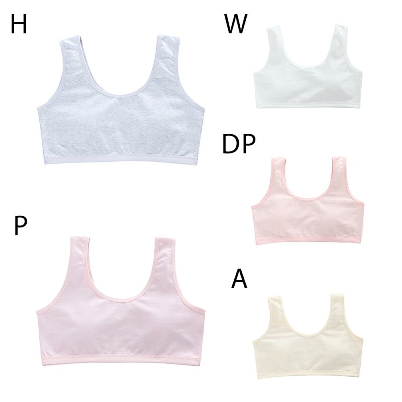 Cute Girls Training Bra Solid Color Crop Tank Bras... – Grandado