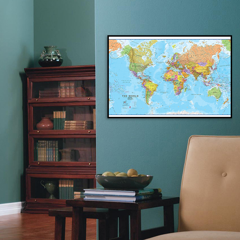 The Regular World Map Non-woven Canvas Painting Wa... – Grandado
