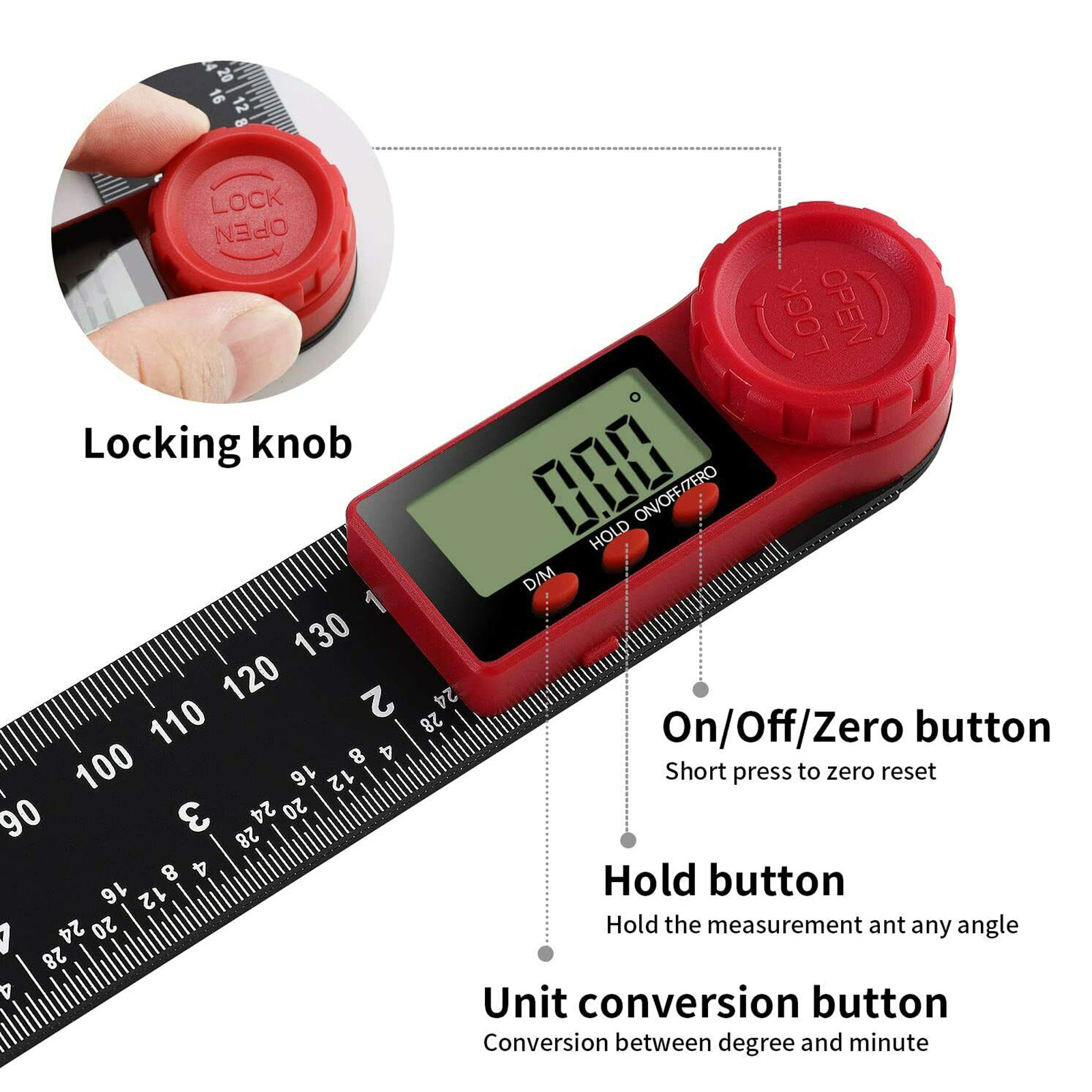 8 inches Digital Angle Finder Protractor 360 Degre... – Grandado