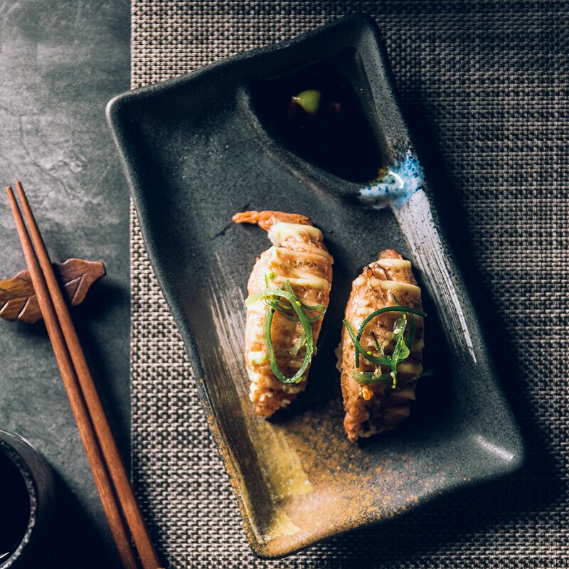 FANCITY square plate, with split plate, retro cera... – Grandado