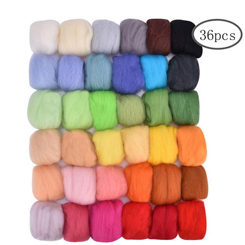 36/50Pcs Colors Wool Felt Roving Wool Felting Tool... – Grandado