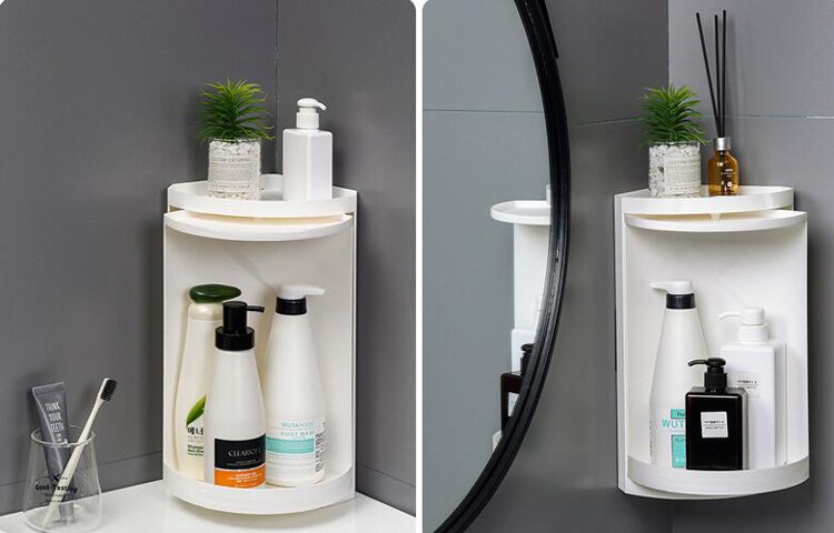 Bathroom Cabinet 360 Degree Rotating Triangle Shel... – Vicedeal