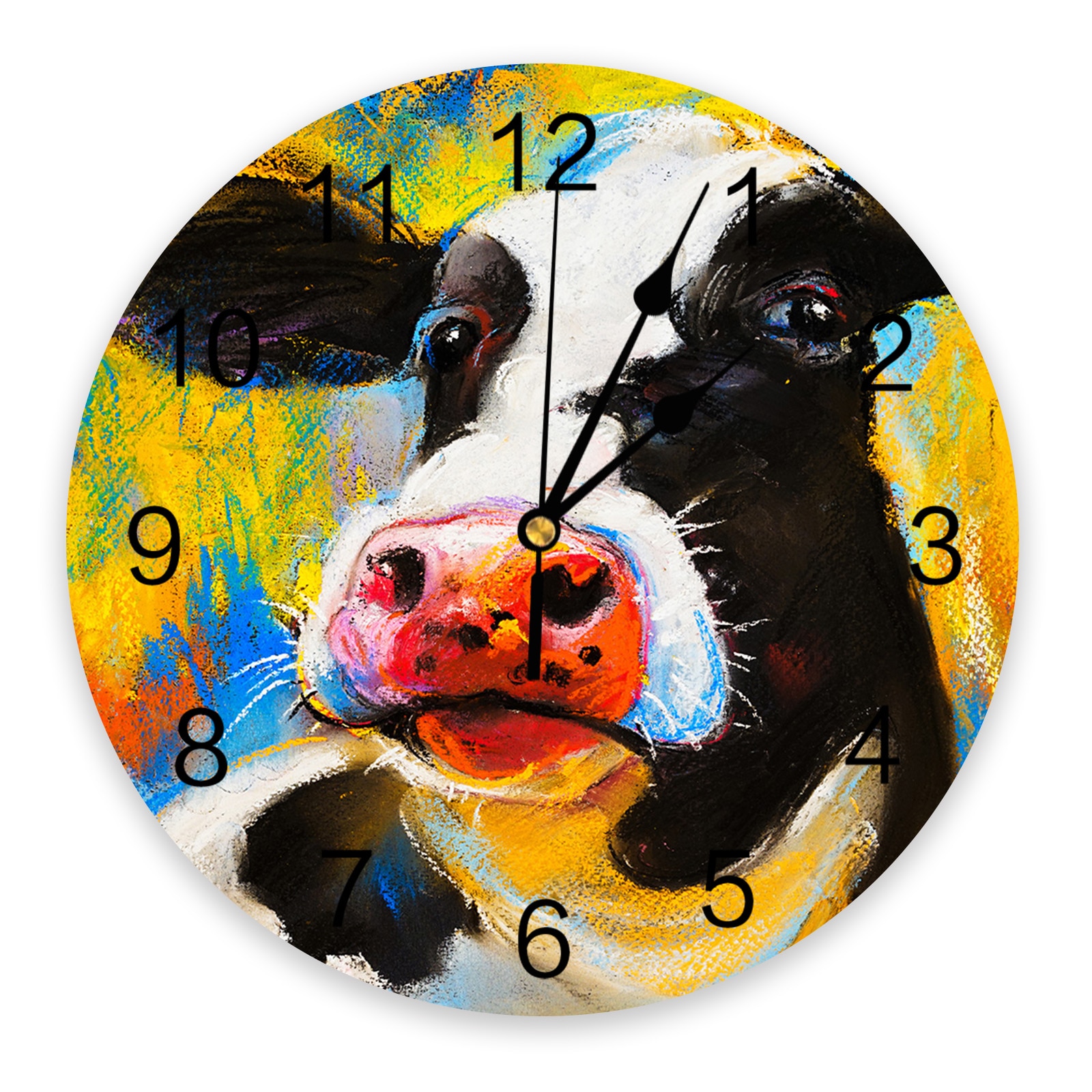 Animal Cow Color Oil Painting Wall Clock Home Deco... – Grandado