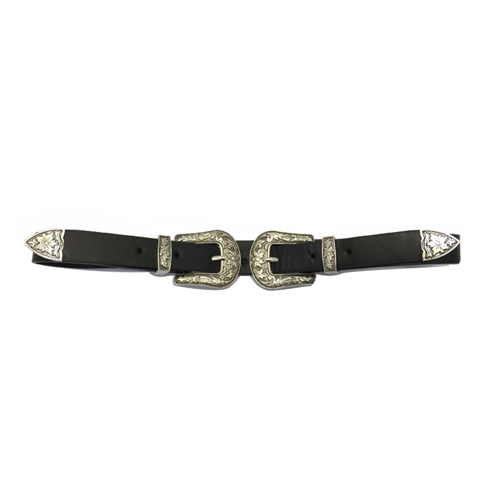 Retro Belts for Women Girls Two Buckles Faux Leath... – Grandado