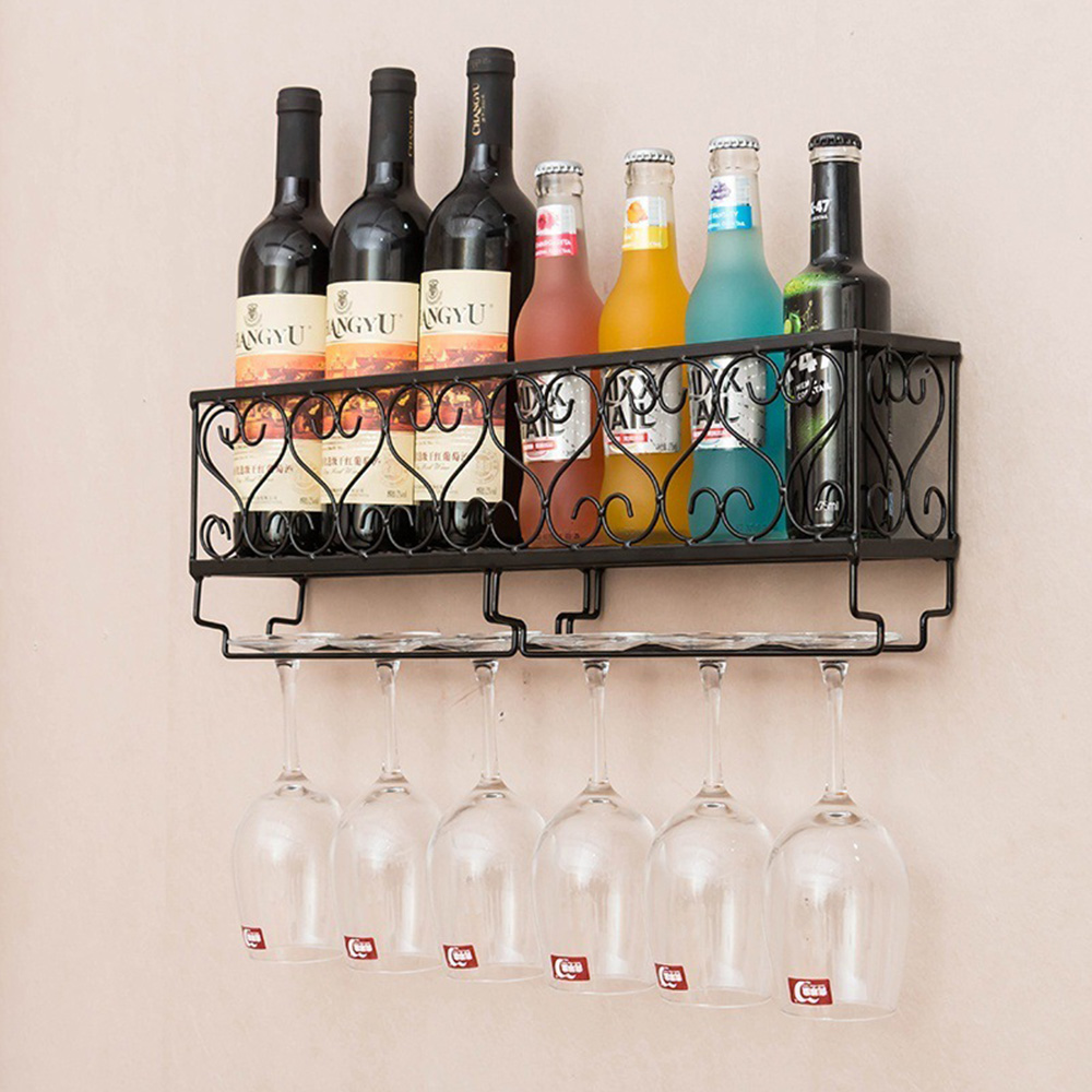 Vintage Wine Glass Hanging Rack,Bar Floating Shelf... – Grandado