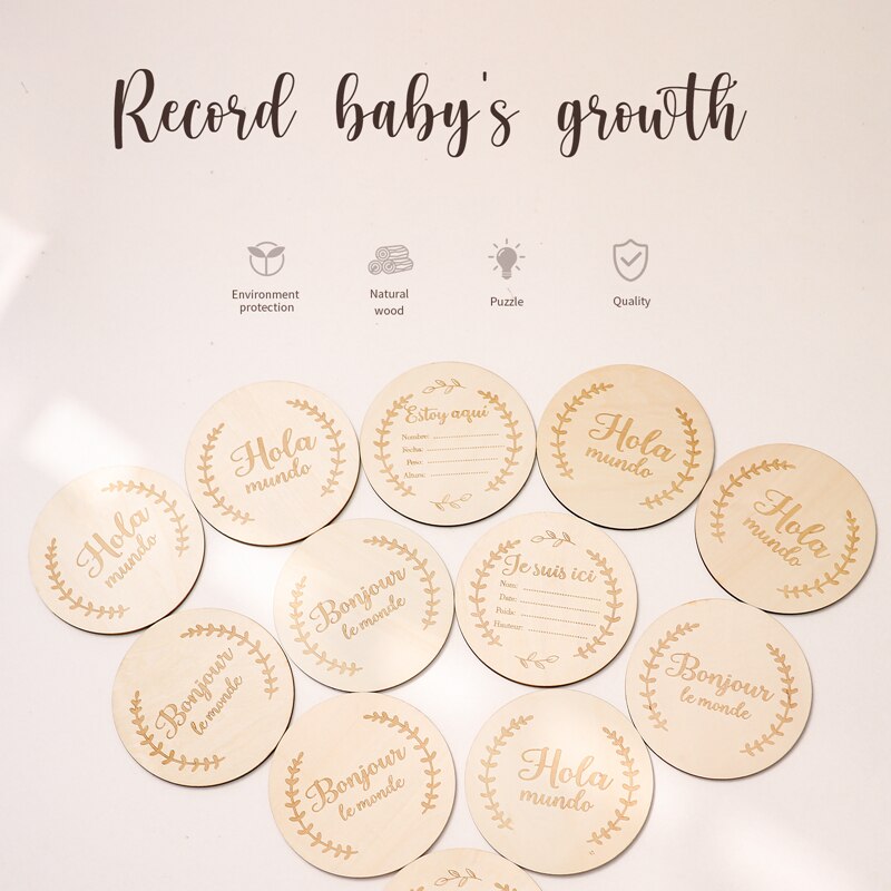 Bopoobo Baby Wooden Spanish French Milestone Card ... – Grandado