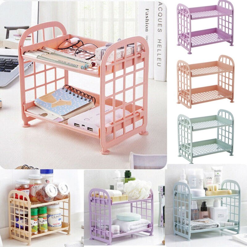 2 Layers Kitchen Bathroom Plastic Square Storage O... – Vicedeal