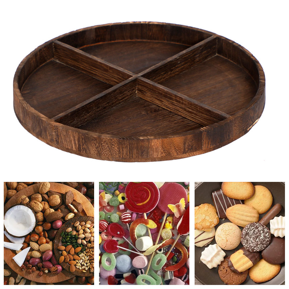 Home Solid Wood Platter 4 Compartments Living Room... – Grandado