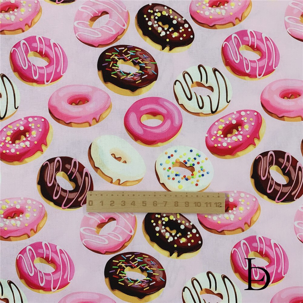 wide110cm Pink chocolate doughnut pattern 100% Cot... – Vicedeal