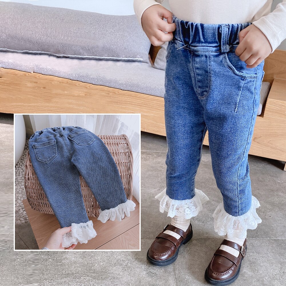 Lovely Lace Patchwork Kids Girls Jeans Spring Autu... – Vicedeal