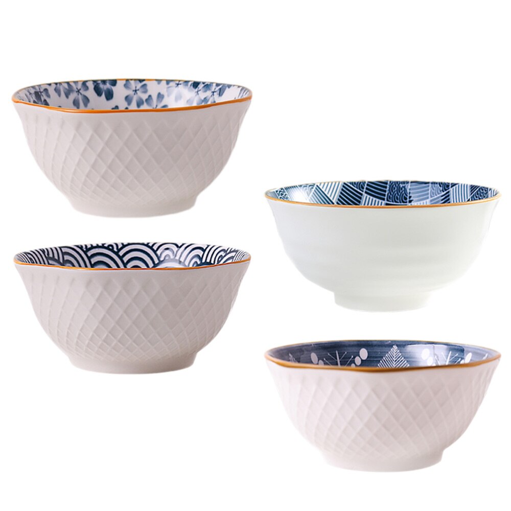 4pcs Japanese Ceramic Ramen Bowls Soup Bowls Stora... – Vicedeal