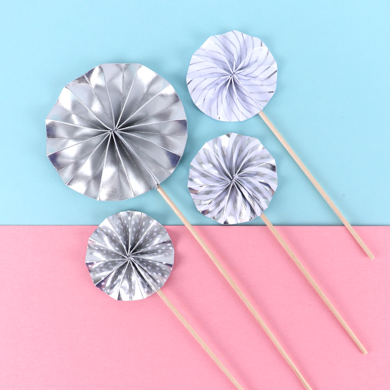 4 Stks/partij Mini Papier Fan Cake Cupcake Toppers... – Grandado