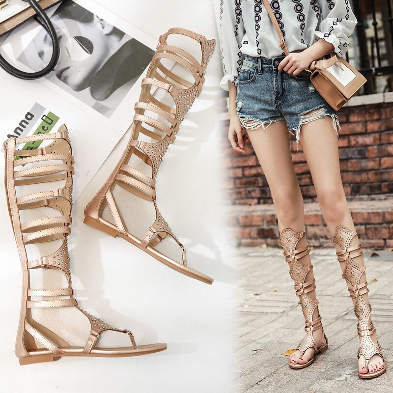 Women Sandals Boots Flats Gladiator Sandals Summer... – Grandado