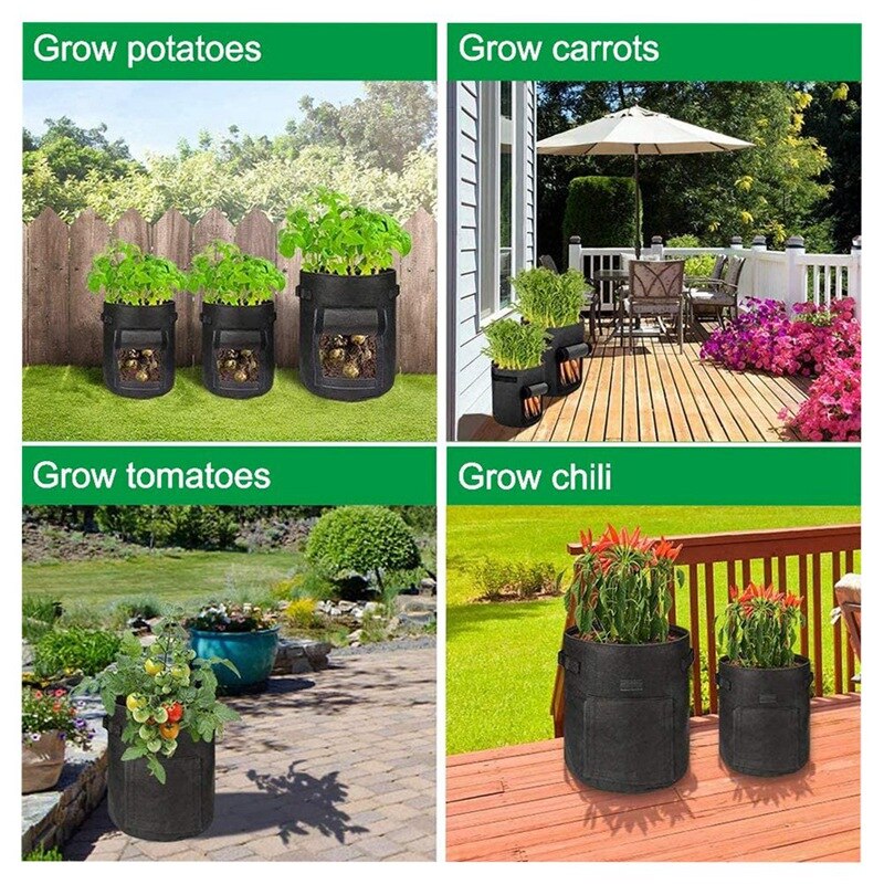 Plant Grow Bags, 4 Pack 7 Gallon Vegetable Grow Pl... – Grandado