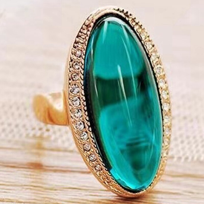 Grote Ovale Groene Steen Ringen Voor Vrouwen Luxe ... – Vicedeal