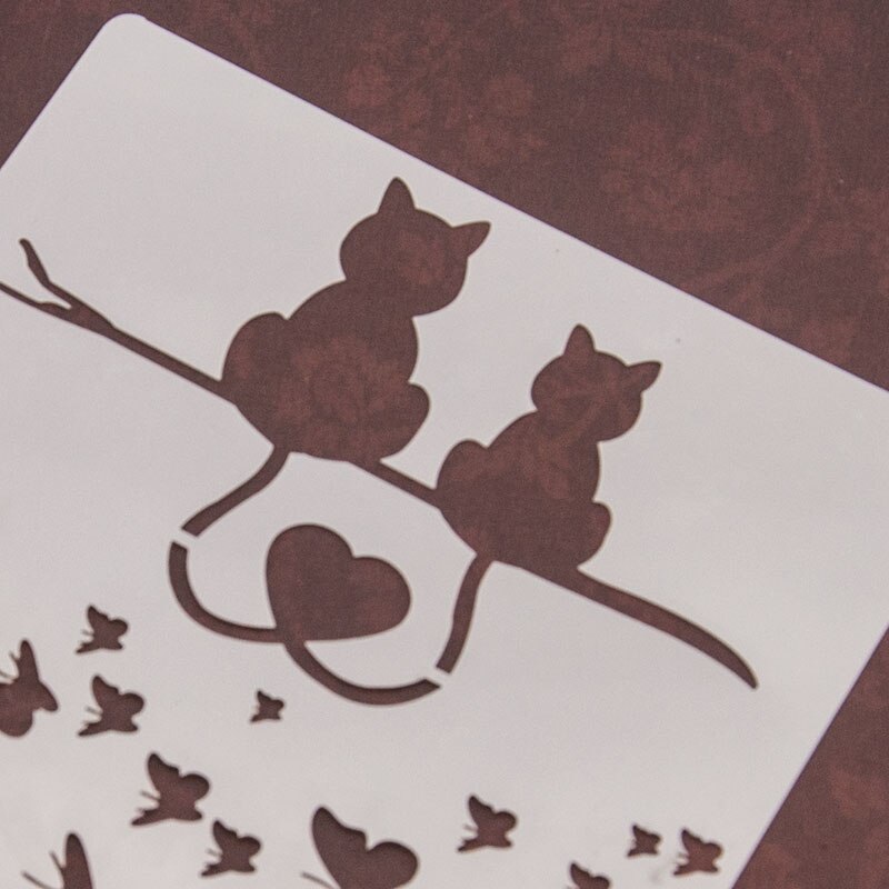 Cats Love Heart Craft Layering Stencils Wall Paint... – Grandado