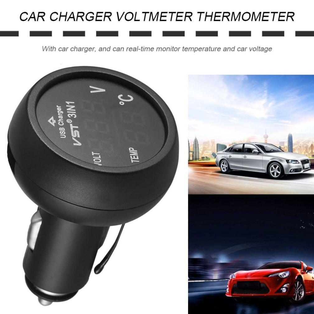 3 in 1 LED USB Car Charger Voltmeter Thermometer C... – Vicedeal