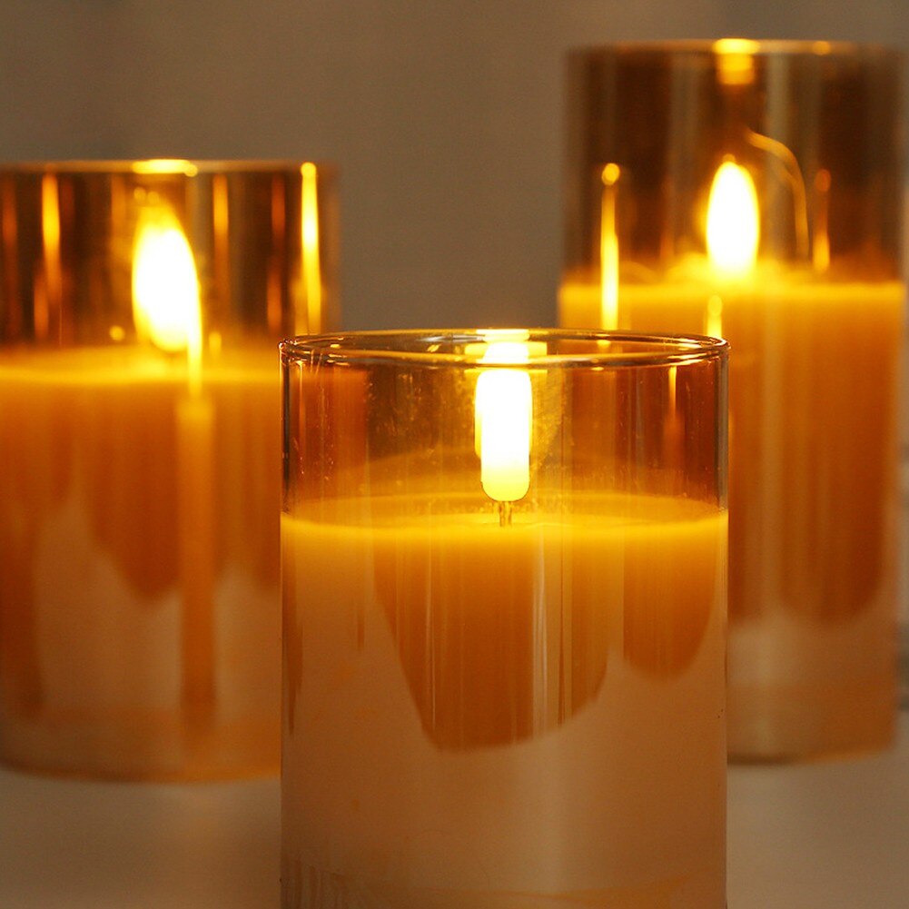 Electronic Candle Lanter Amber Glass LEDcandle Lam... – Grandado