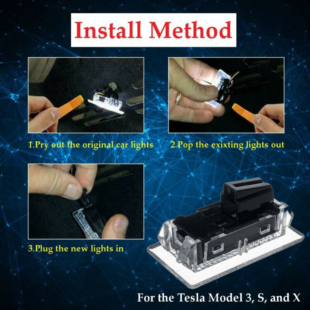 For Tesla Model 3 S X LED Lights 4.5x2.5x2cm Inter... – Grandado