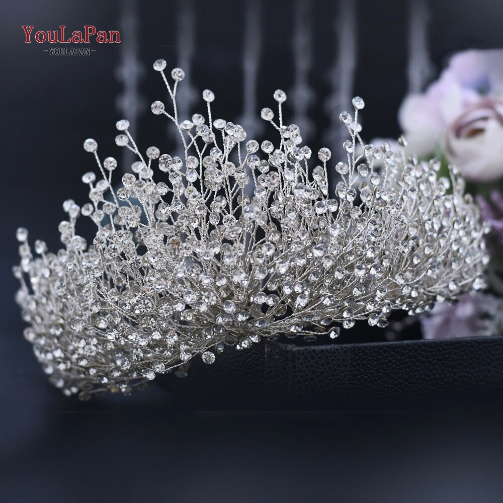 TOPQUEEN Silver Wedding Crown Rhinestone Headband ... – Grandado