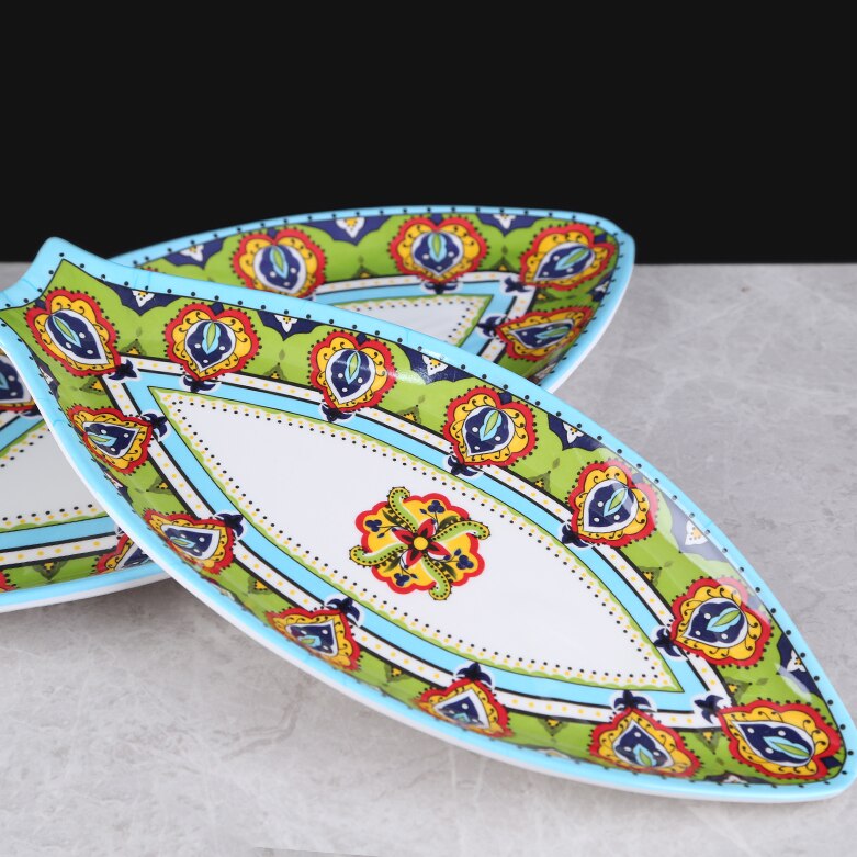 Melamine Resin Braised Fish Plate Color Glaze Fish... – Grandado