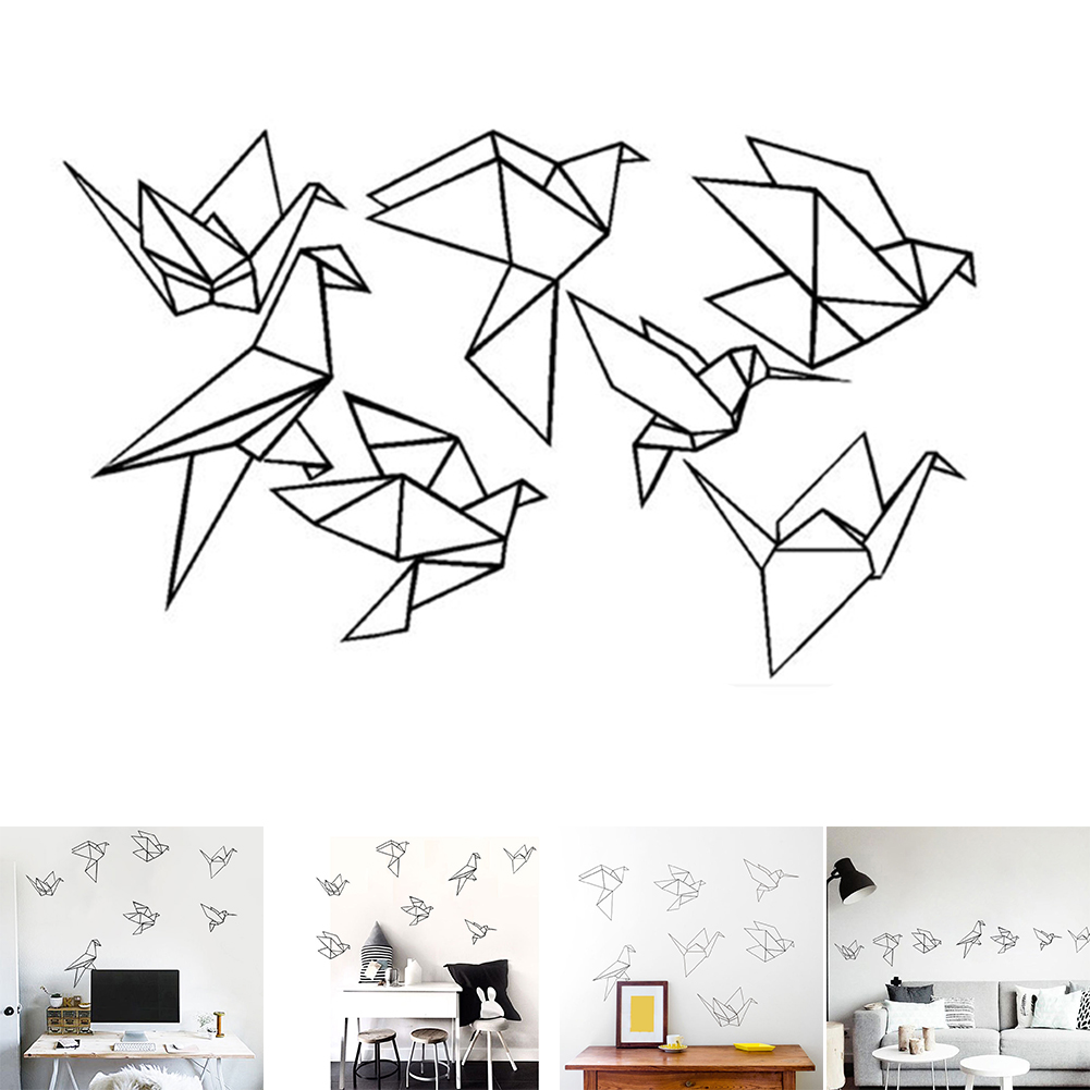 Geometric Origami Birds Wall Decals Nursery Art De... – Grandado